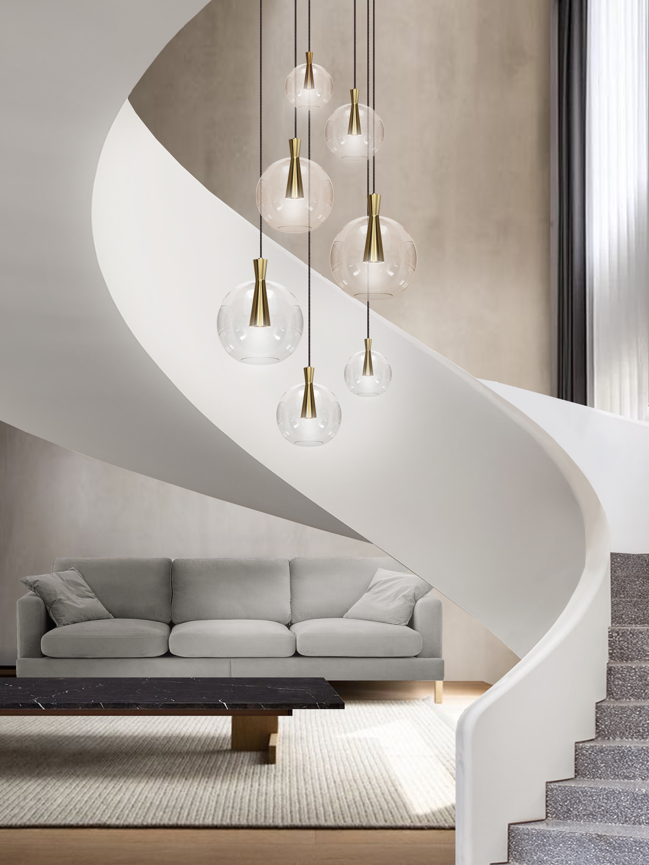 CONE 5 PIECE CLUSTER - LAMP AND SHADE - Suspended lights from Marc Wood ...
