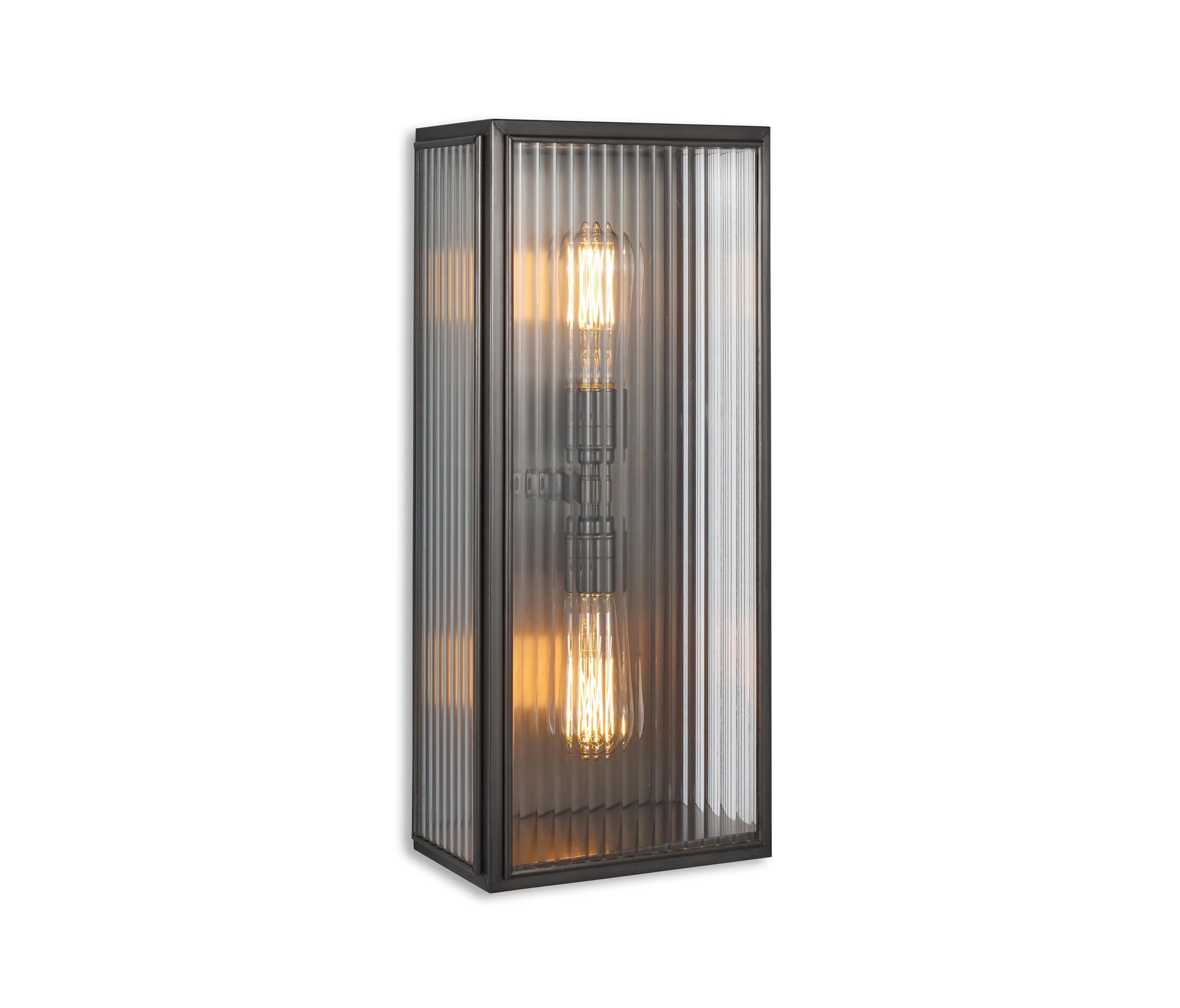 LANTERN | BIRCH WALL LIGHT - LARGE - BRONZE & CLEAR REEDED GLASS ...