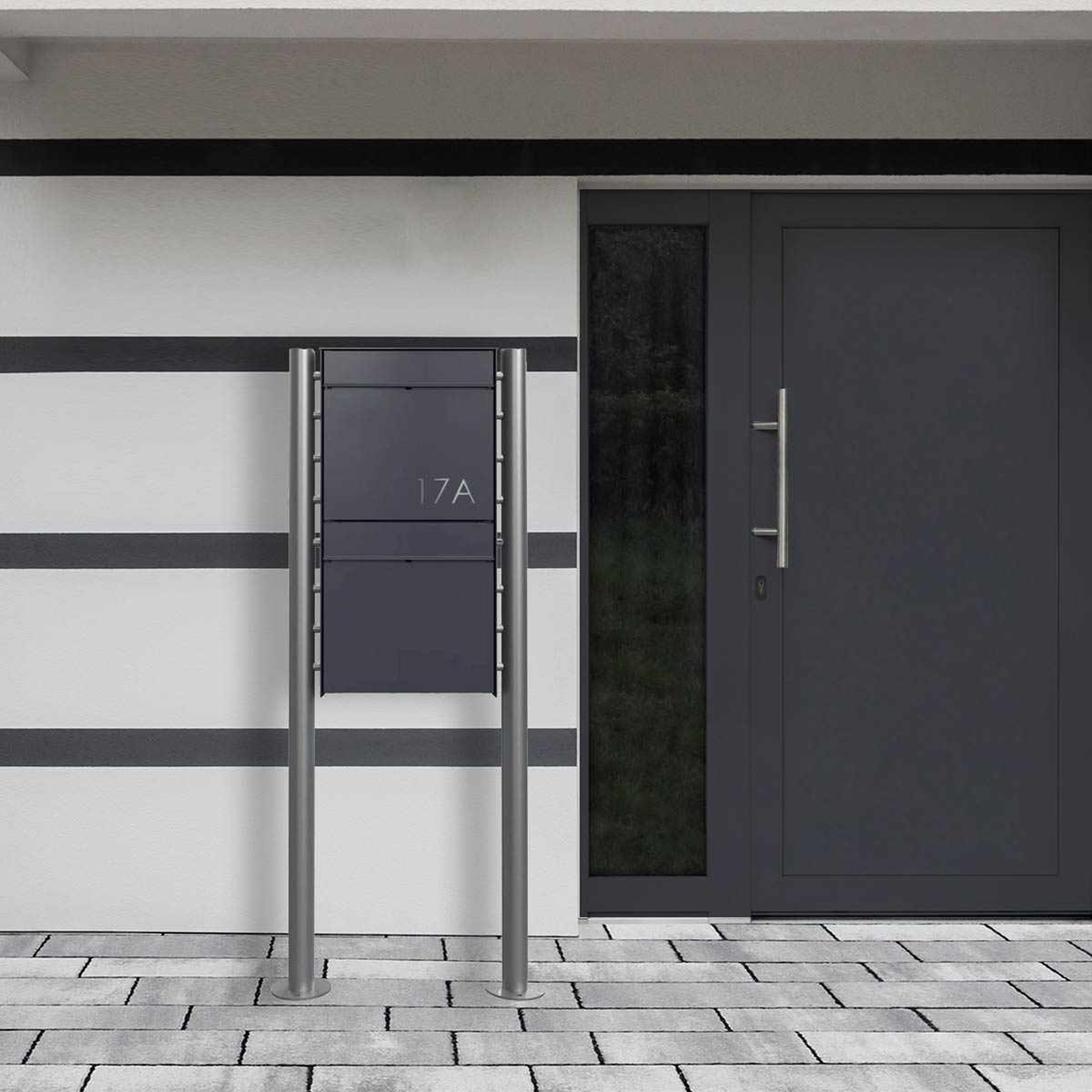 FLUSH-MOUNTED LETTERBOX GOETHE UP LATERAL WITH NEWSPAPER COMPARTMENT ...