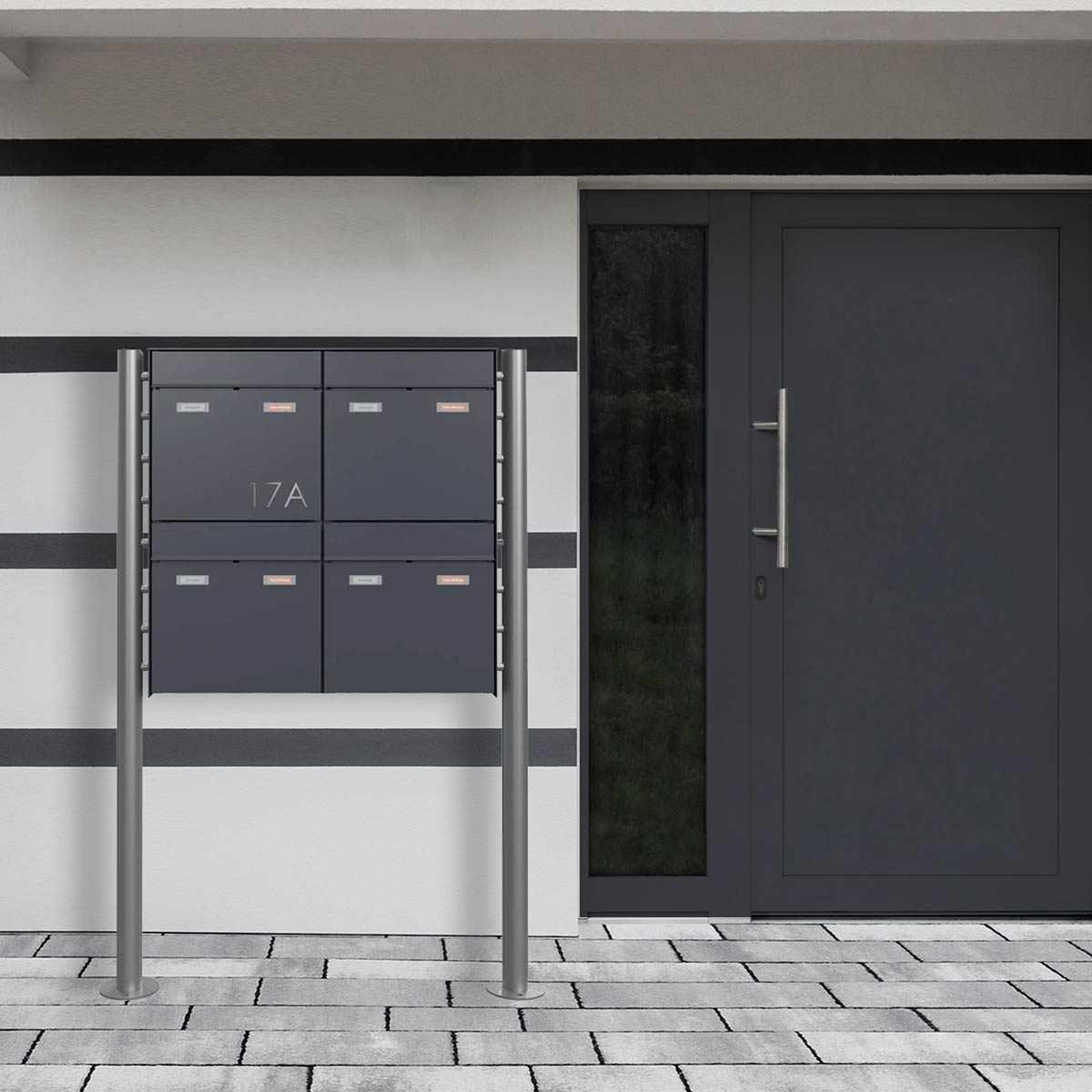 FLUSH-MOUNTED LETTERBOX GOETHE UP LATERAL WITH NEWSPAPER COMPARTMENT ...