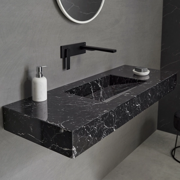 MARBLE | VASQUE EN MARBRE AUTHENTIQUE NOIR MARQUINA SAGITTA – Lavabos ...