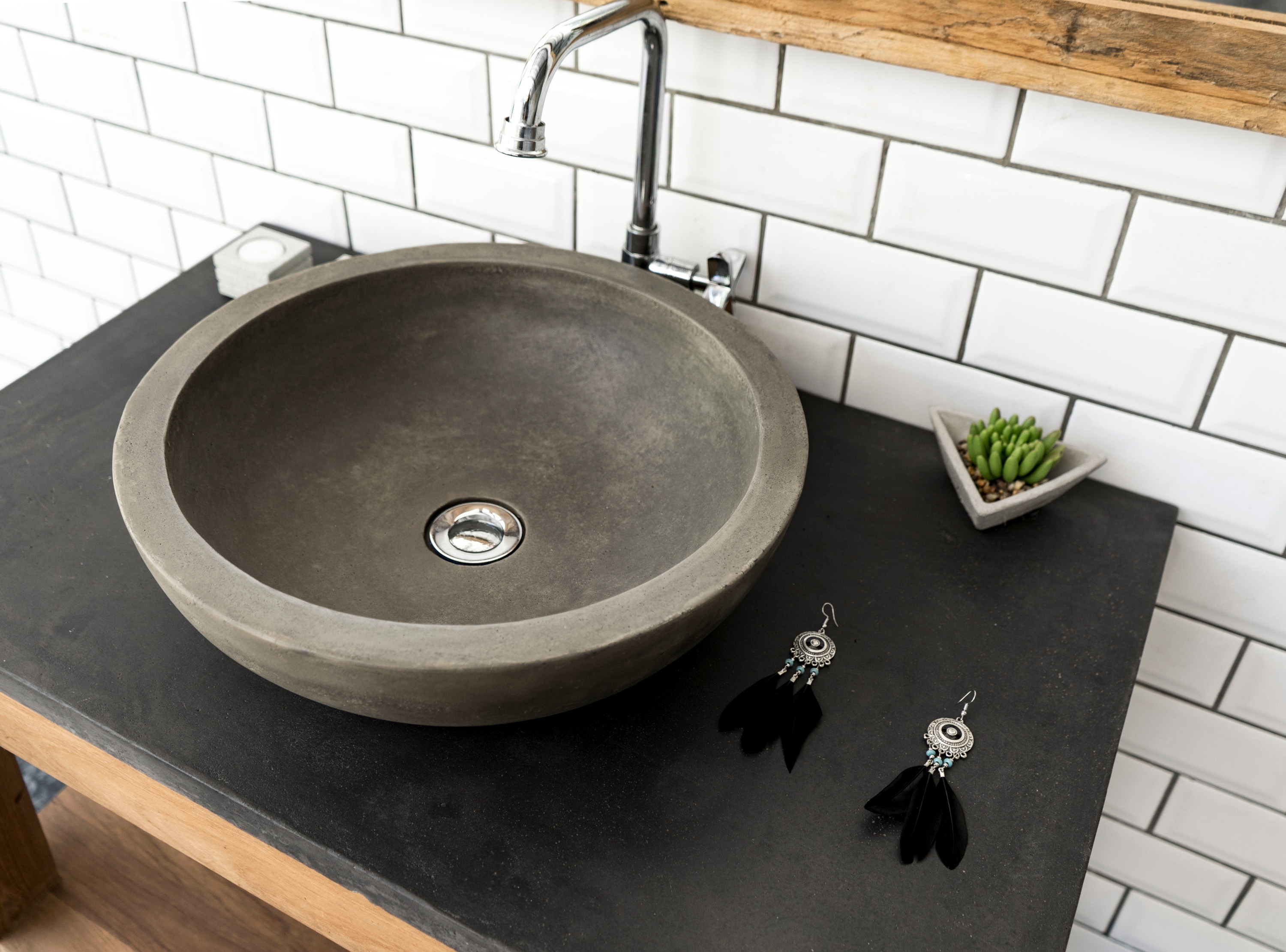 DIAMOND MEDIO LIGHT GREY CONCRETE BASIN - SINK - VESSEL - WASHBASIN ...