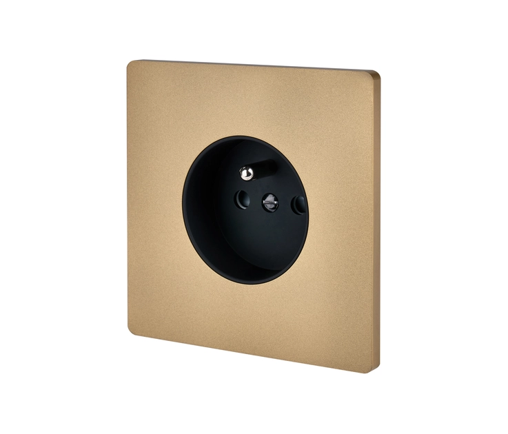 SANDED BRASS - SINGLE COVER PLATE - 1 SOCKET - Schuko sockets from ...