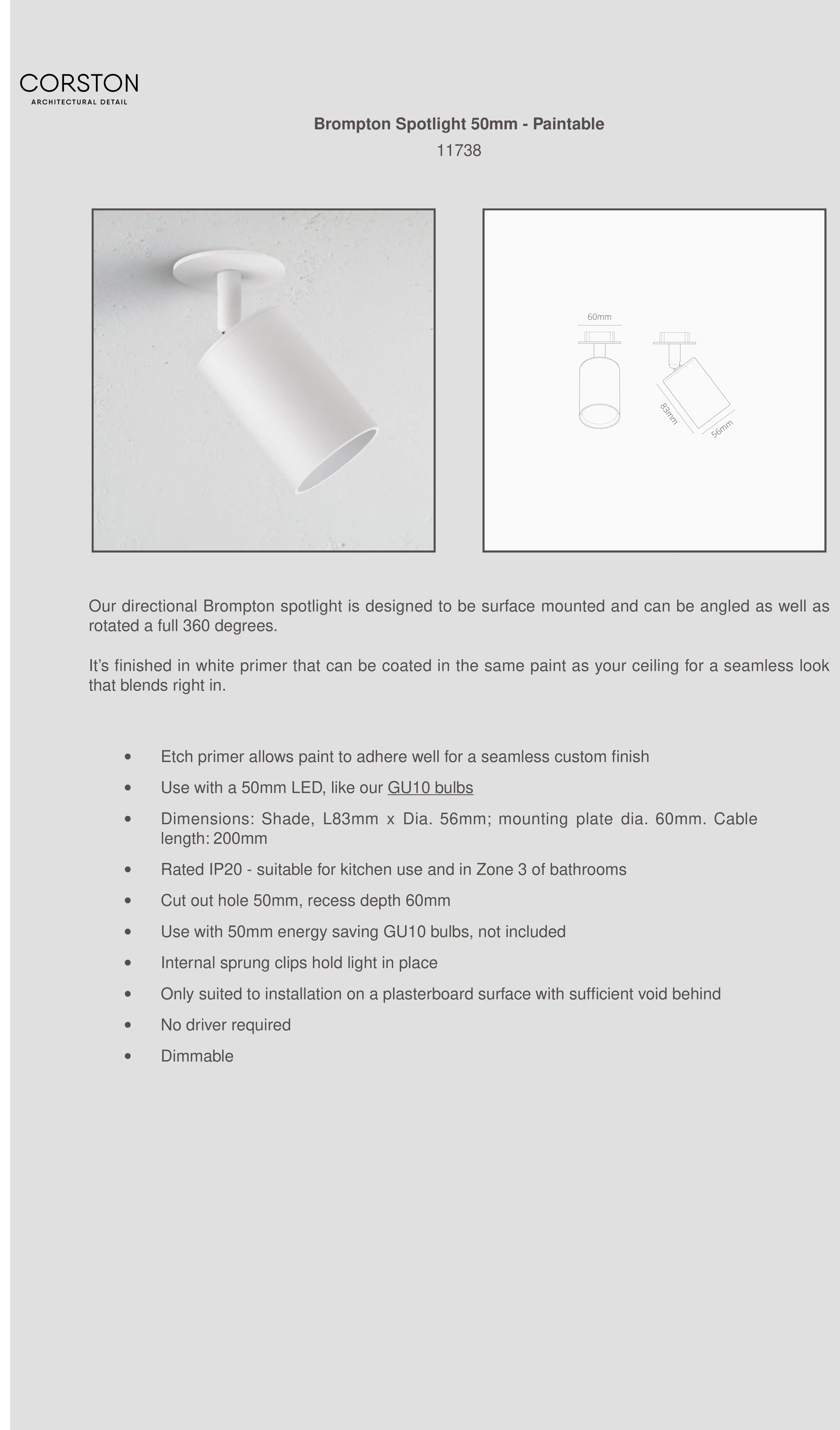 BROMPTON SPOTS 50MM – Plafonniers de Corston Architectural Detail ...