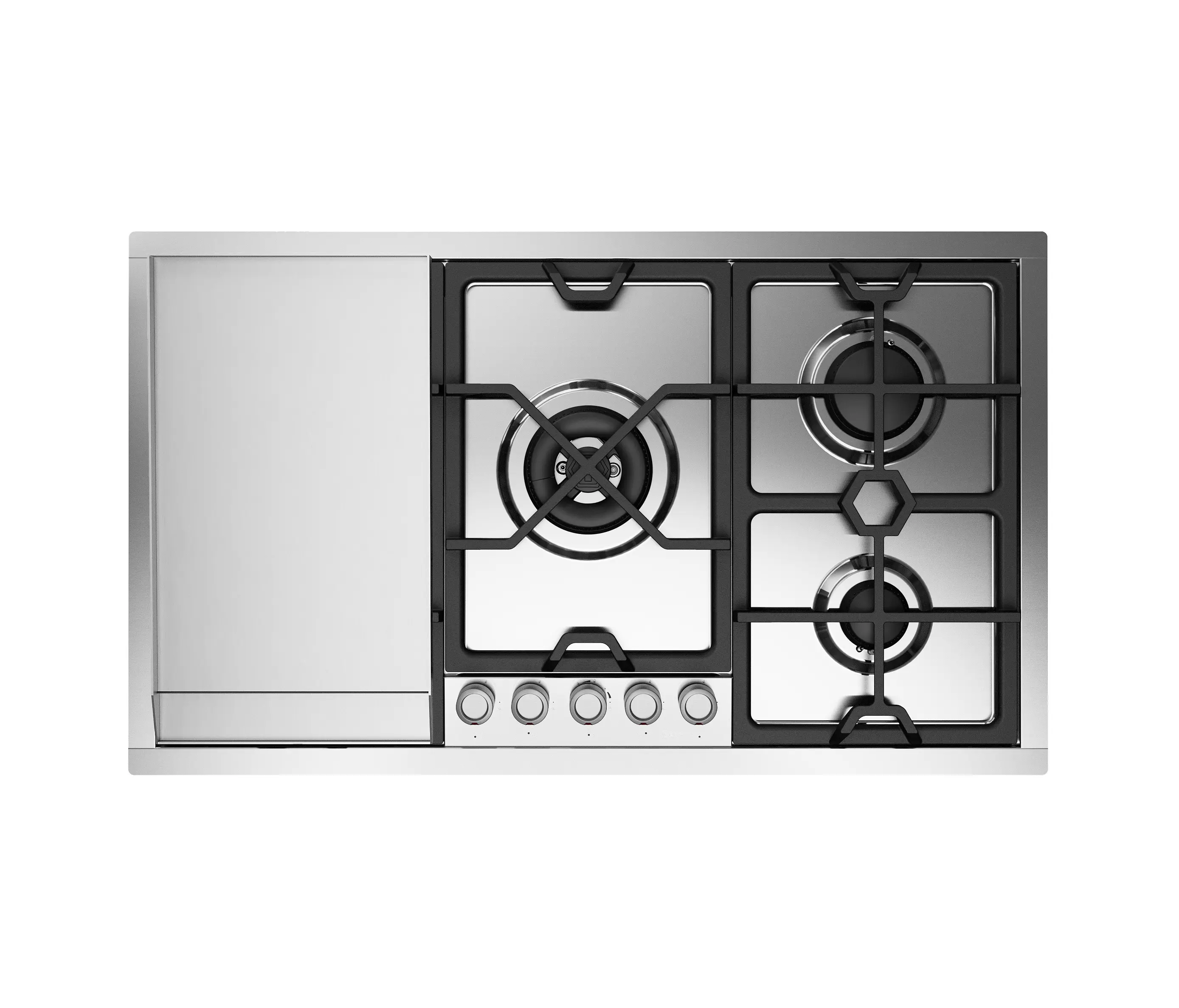 PANORAMAGIC | 90 CM STAINLESS STEEL FLUSH GAS HOB 5 BURNERS AND FRY TOP ...