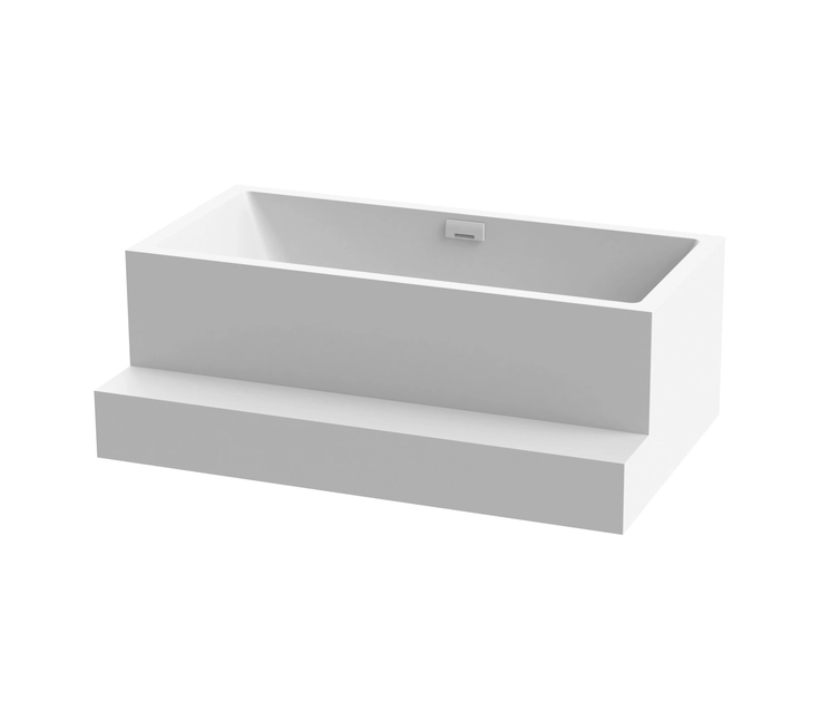 BACK-TO-WALL BATH SOLID SURFACE WHITE 3-SIDED WITH SPOUT MATT WHITE ...