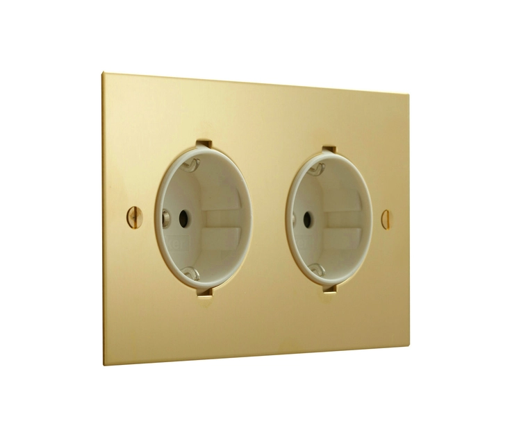 UNLACQUERED BRASS DOUBLE GERMAN SOCKET - Schuko sockets from Forbes ...