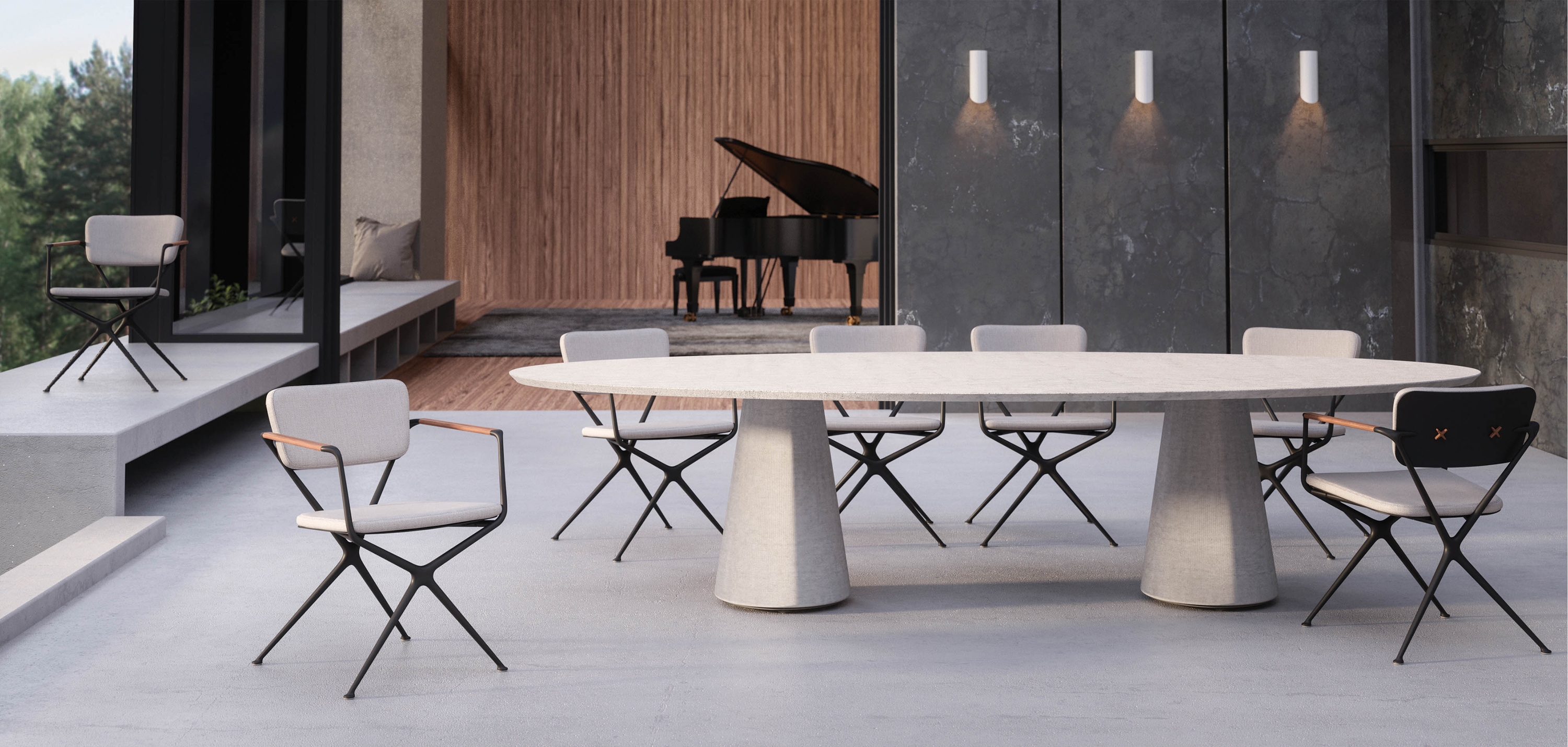 EXES TABLE 160CM ROUND COATED ALUMINIUM & CERAM TOP - Dining tables from Royal Botania | Architonic
