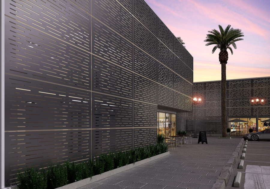 EXTERIOR APPLICATIONS - LINES LASER CUT WALL - Metall Bleche von Moz ...