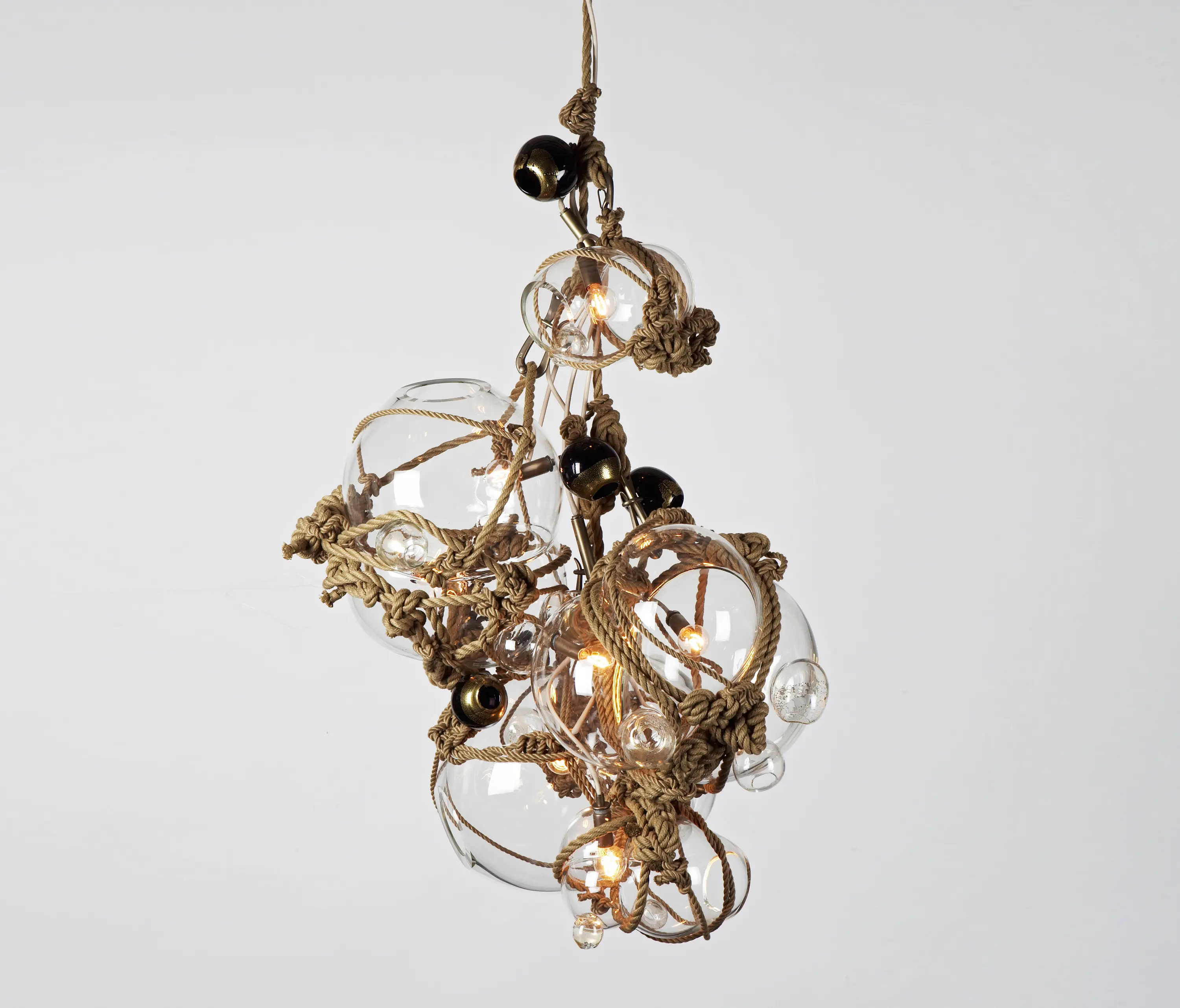 KNOTTY BUBBLES CHANDELIER - 3 LG, 2 SM BUBBLES, 5 BARNACLES (KHAKI ...