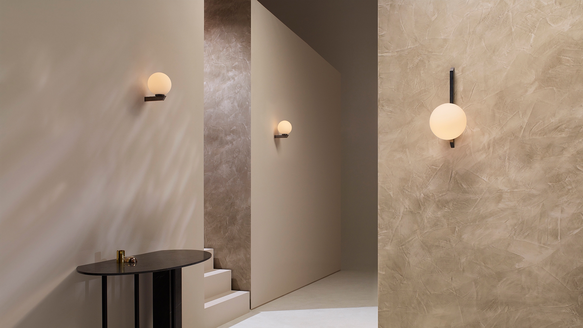 GAIA WALL TALL BRONZE WITH SHINY OPAL SHADE - Wall lights from CTO ...