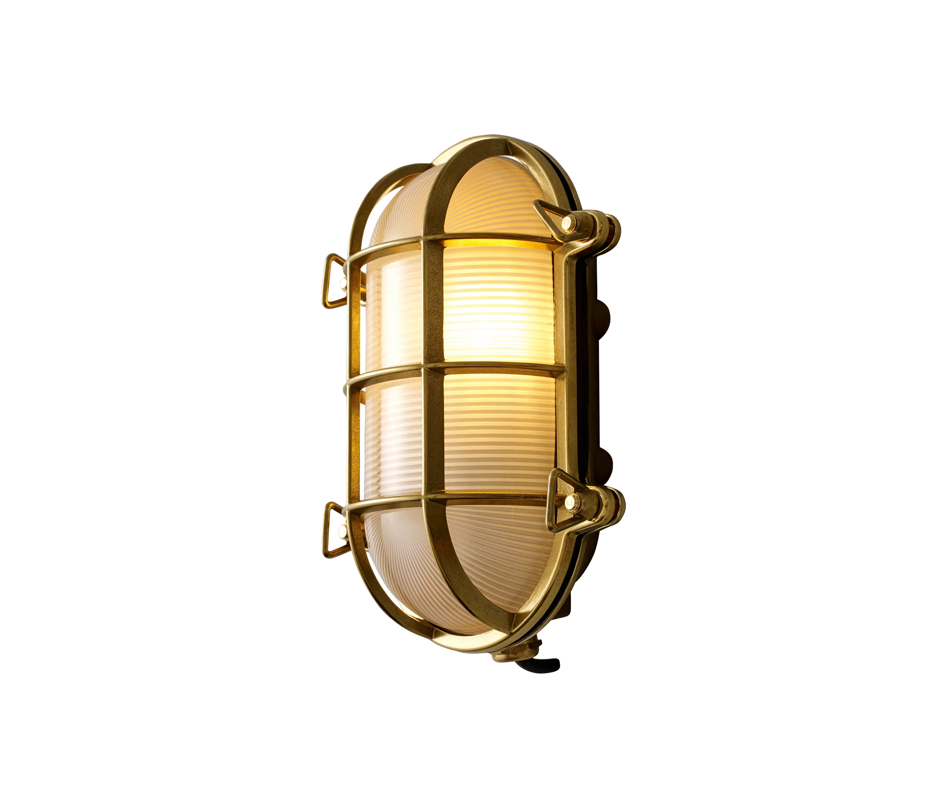 OVAL BRASS BULKHEAD WITH EYELID SHIELD, SMALL, WEATHER BRASS - Wall ...