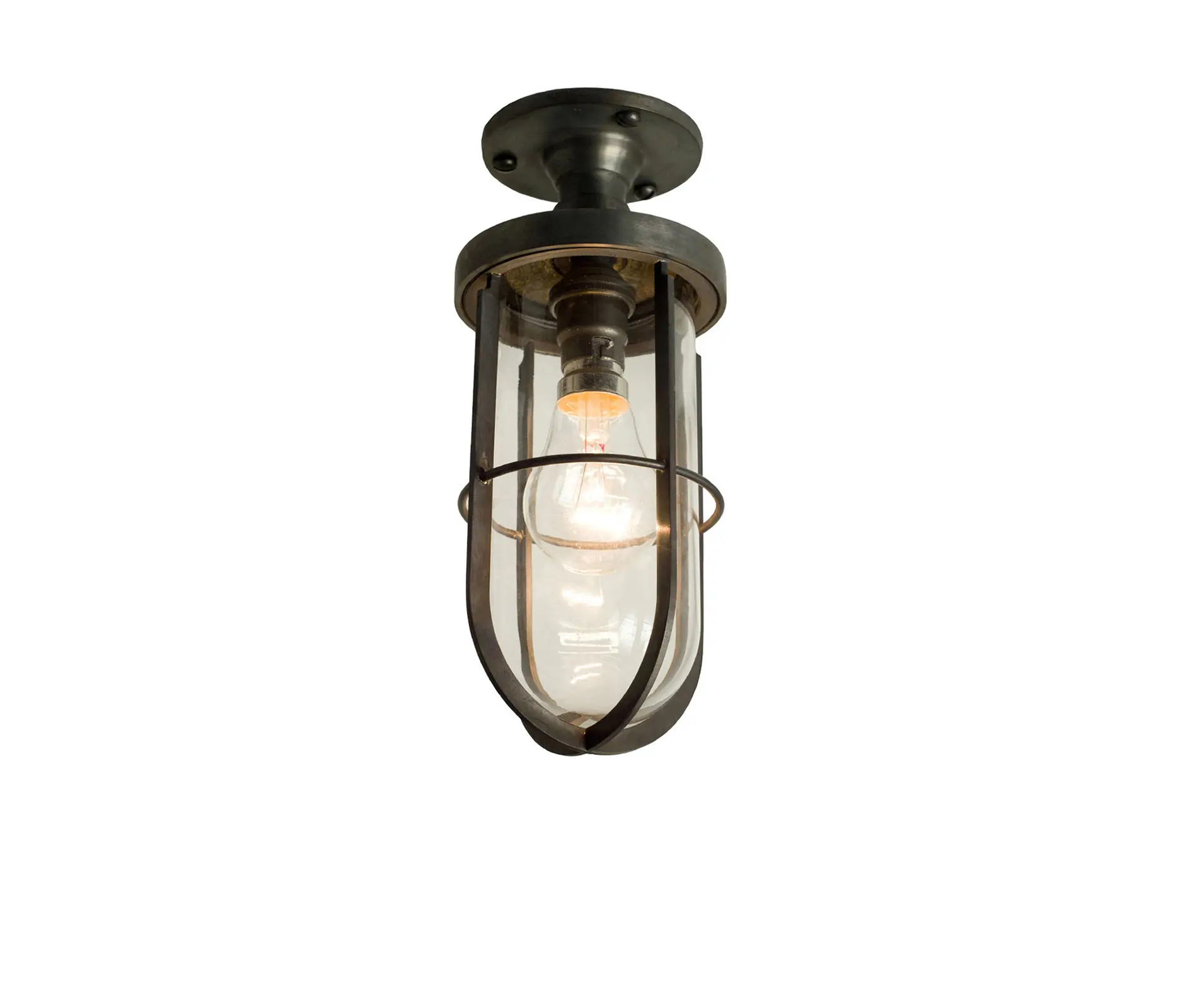 WEATHERPROOF SHIPS WELL GLASS CEILING, WEATHERED BRASS CLEAR, E27 ...