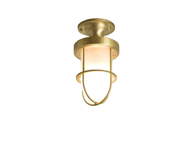 MINI SHIP'S WELL GLASS CEILING LIGHT, POLISHED BRASS FROSTED - Ceiling ...