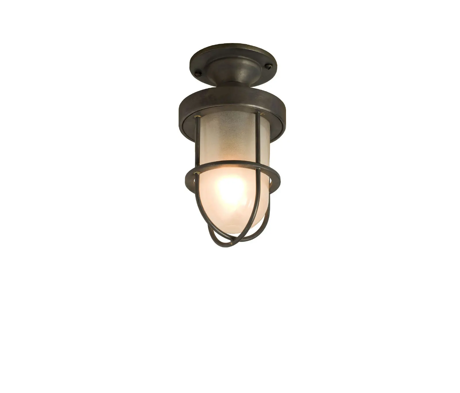 MINI SHIP'S WELL GLASS CEILING LIGHT, WEATHER BRASS, FROSTED - Ceiling ...