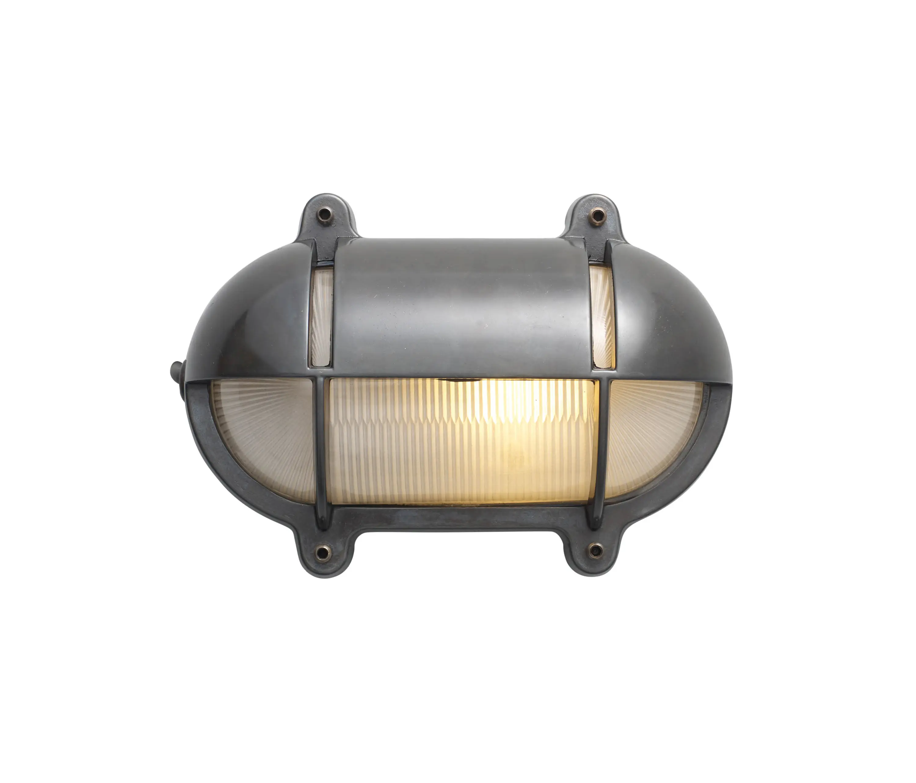 OVAL BRASS BULKHEAD WITH EYELID SHIELD, MEDIUM WEATHER BRASS - Wall ...
