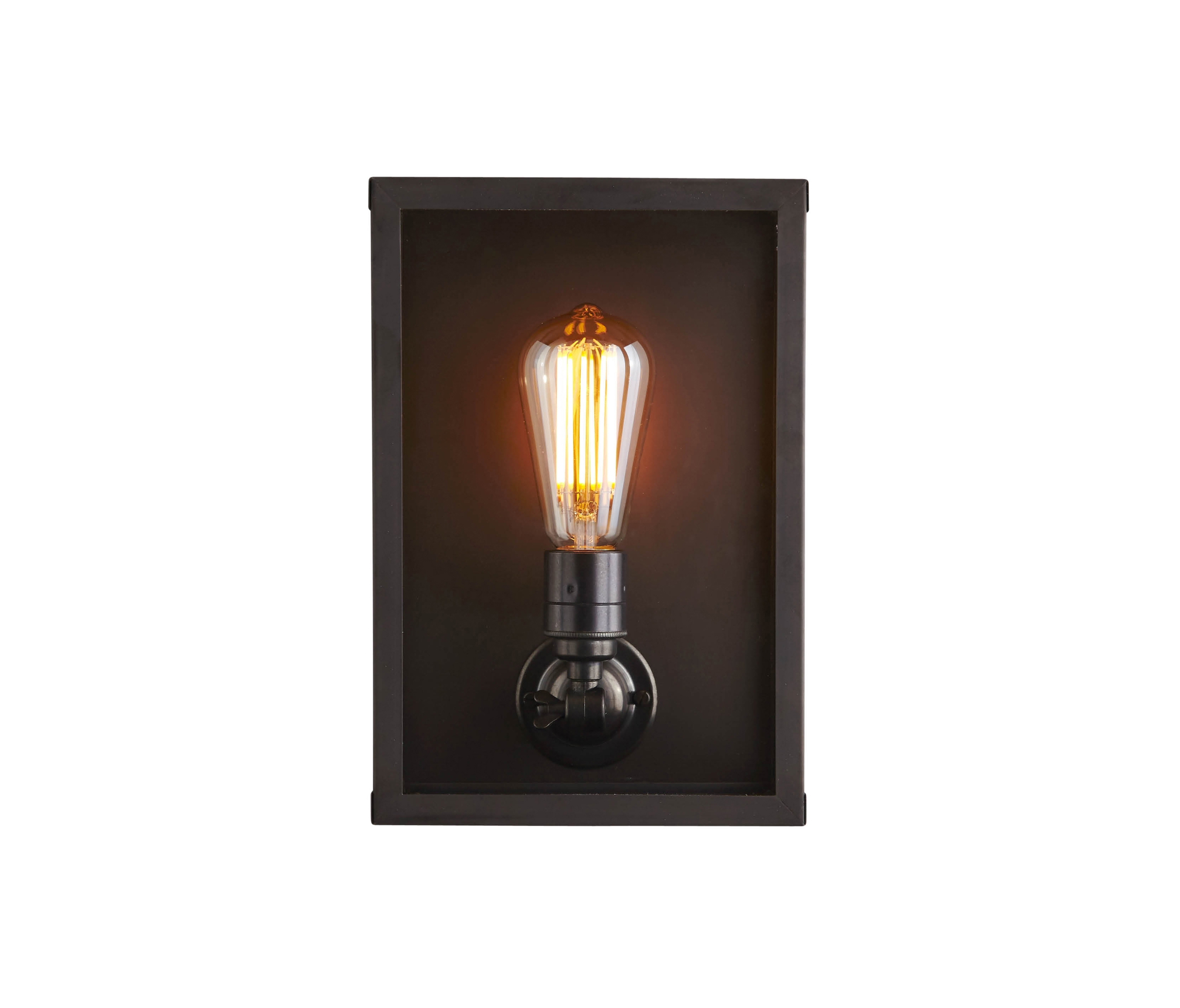 BOX WALL LIGHT, EXTERNAL GLASS, SMALL, WEATHER BRASS, CLEAR - Wall ...