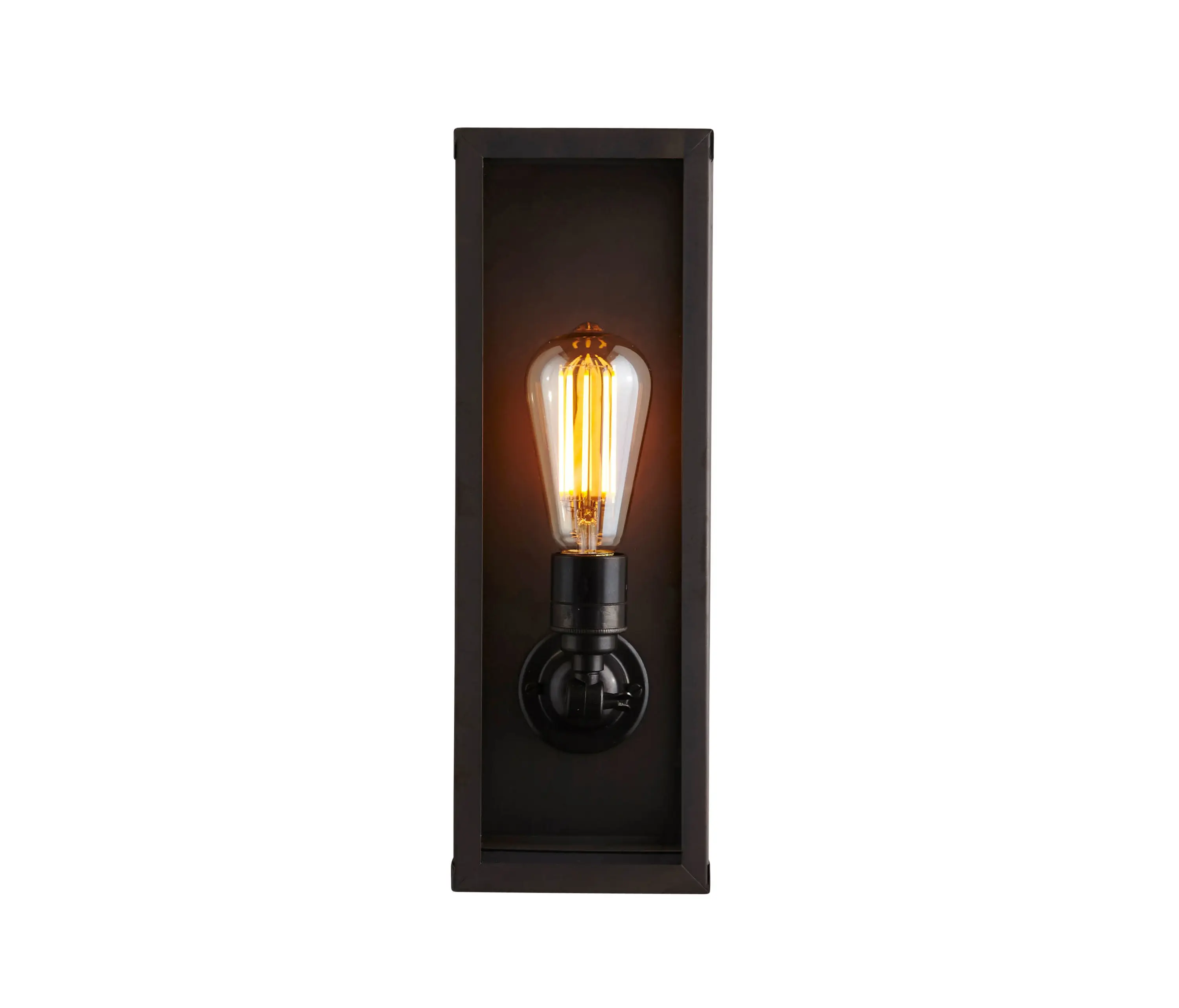 NARROW BOX WALL LIGHT, INTERNALLY GLASS, WEATHERED BRASS, CLEAR - Wall ...