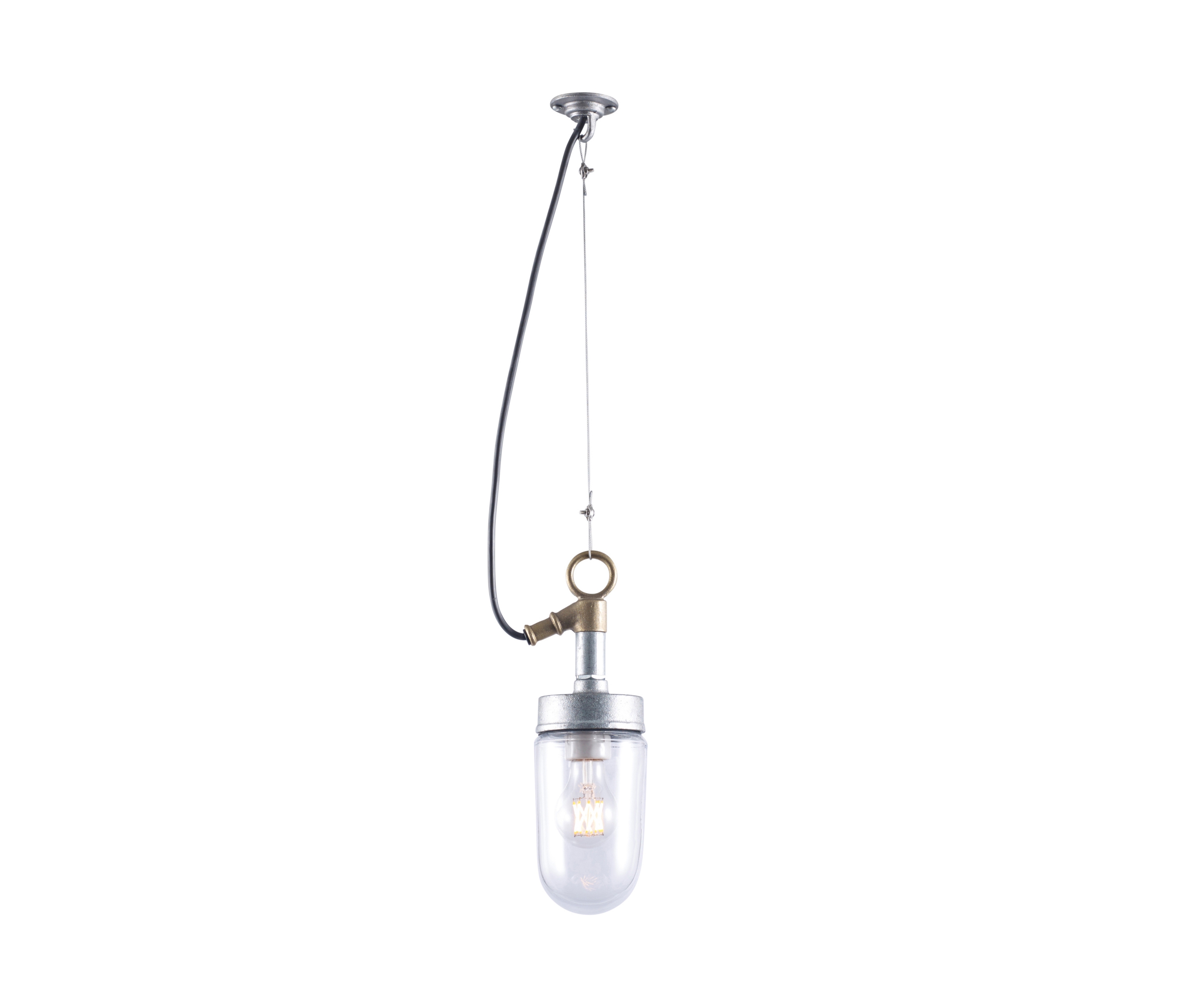 WELL GLASS PENDANT WITH VISOR 7680 IP44, BRONZE & FROSTED GLASS ...