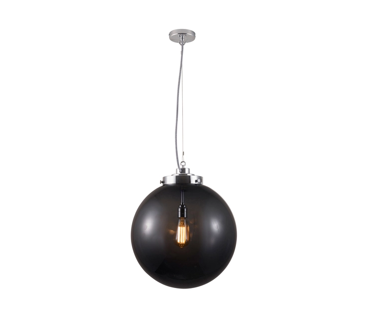 LARGE GLOBE, ANTHRACITE AND CHROME WITH BLACK & WHITE BRAIDED CABLE ...