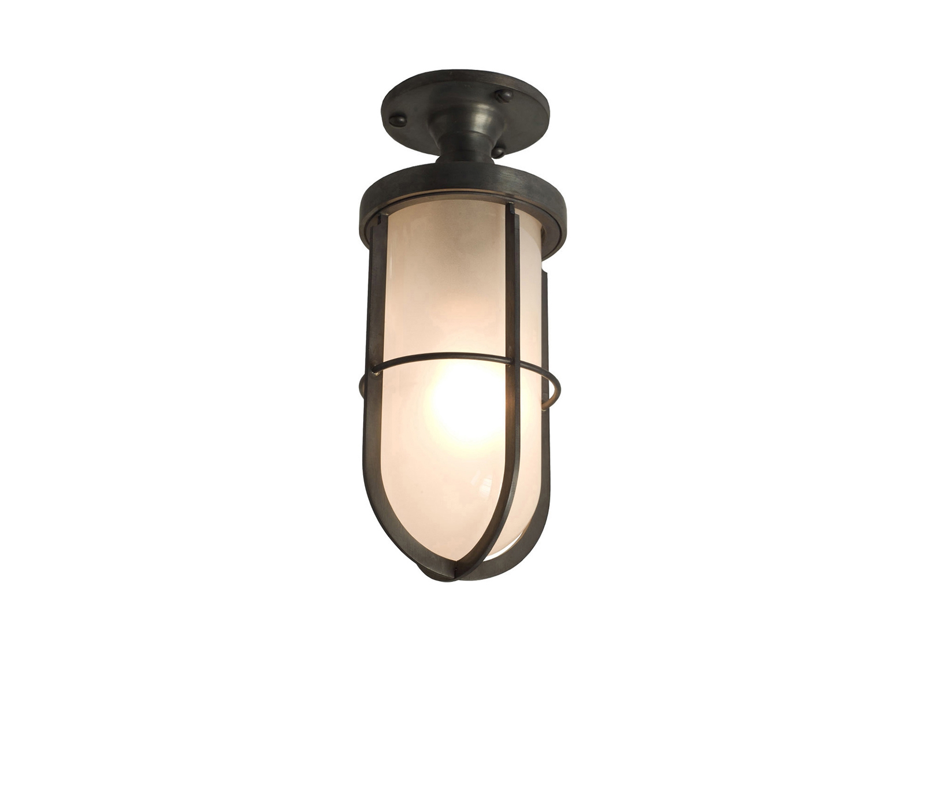MINI SHIP'S WELL GLASS CEILING LIGHT, POLISHED BRASS FROSTED - Ceiling ...