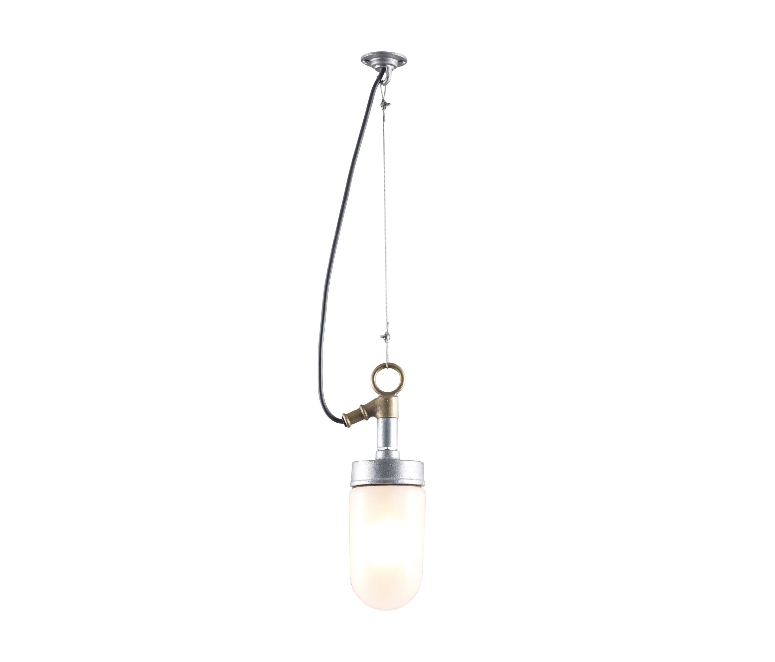 WELL GLASS PENDANT, GALVANISED, FROSTED GLASS IP44 - Suspended lights ...