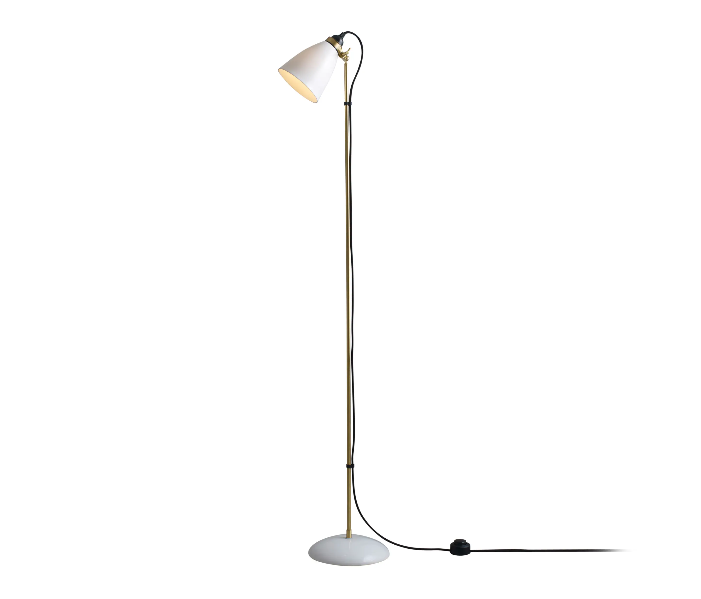 HECTOR 30 FLOOR LIGHT, SATIN BRASS, NATURAL, WITH BLACK CABLE – Lámparas de pie de Original BTC ...