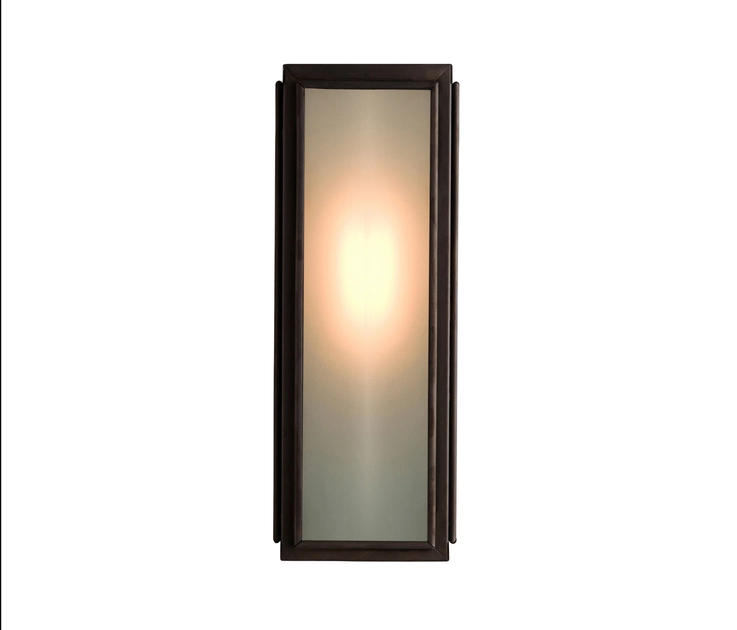 NARROW BOX WALL LIGHT, EXT GLASS, WEATHERED BRASS, FROSTED - Wall ...