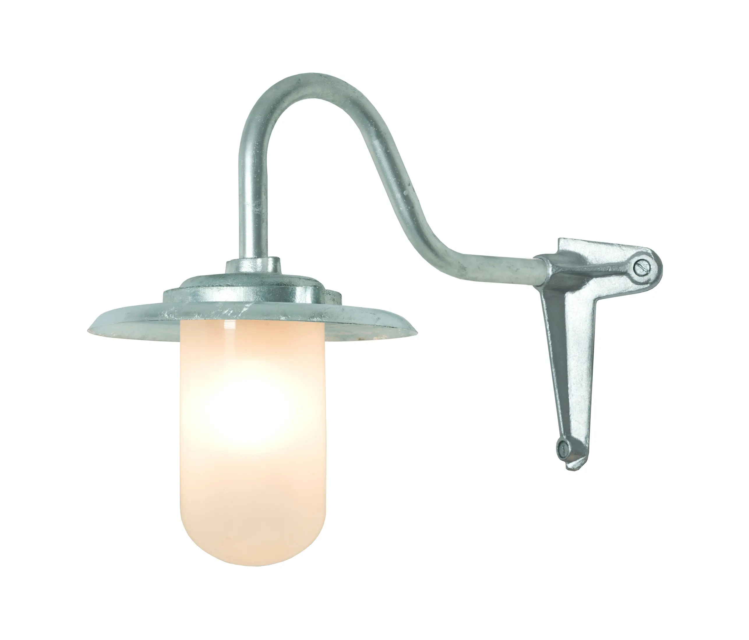 EXTERIOR BRACKET LIGHT, 100W, S/NECK, CORNER, GALVANISED, FROSTED ...