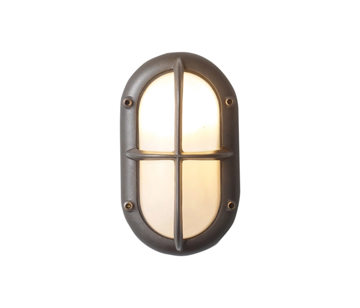 SMALL EXTERIOR BULKHEAD FITTING, WEATHERED BRASS - Wall lights from ...