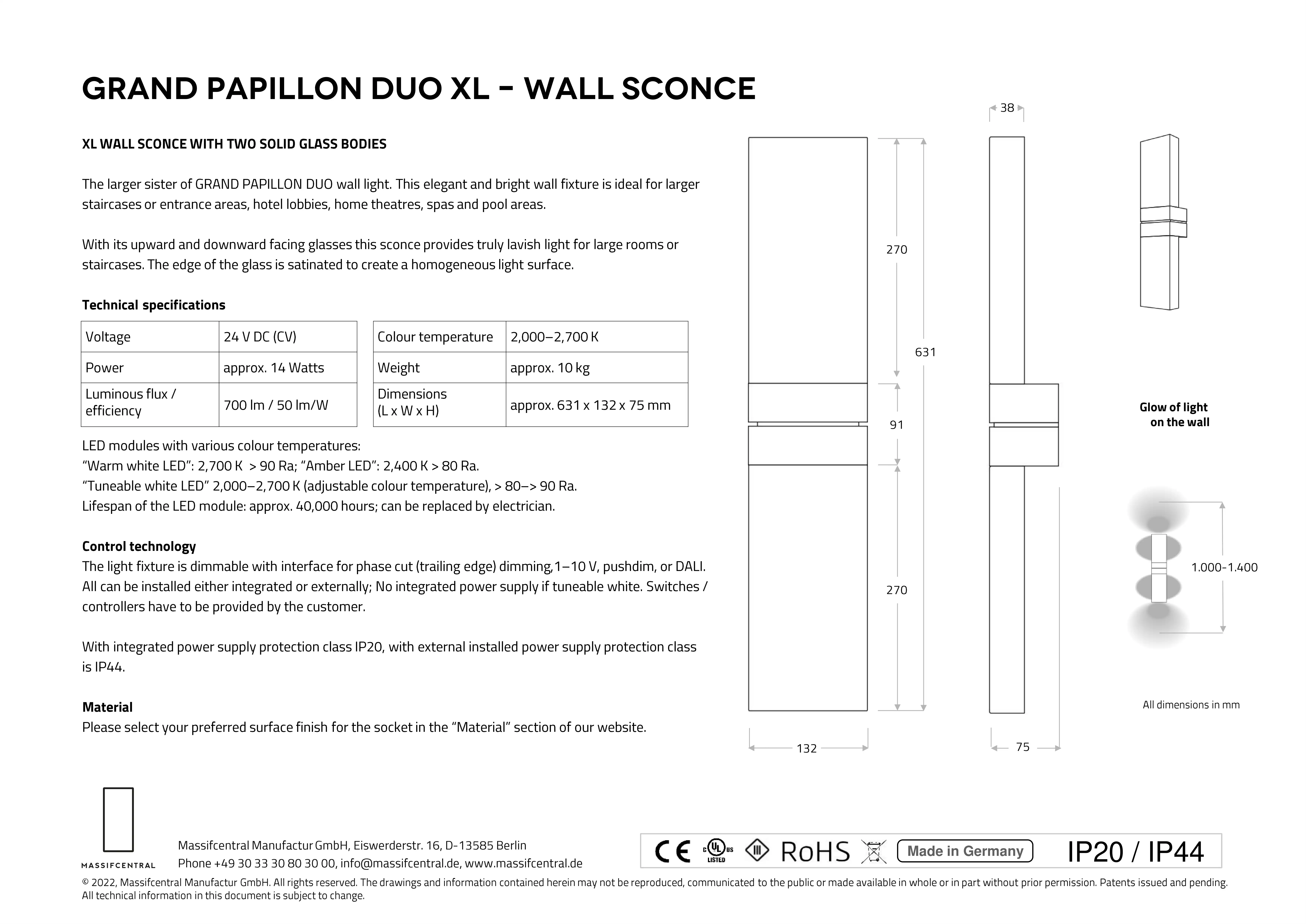 GRAND PAPILLON DUO ÉCRAN – WALL LIGHT – Appliques murales de ...