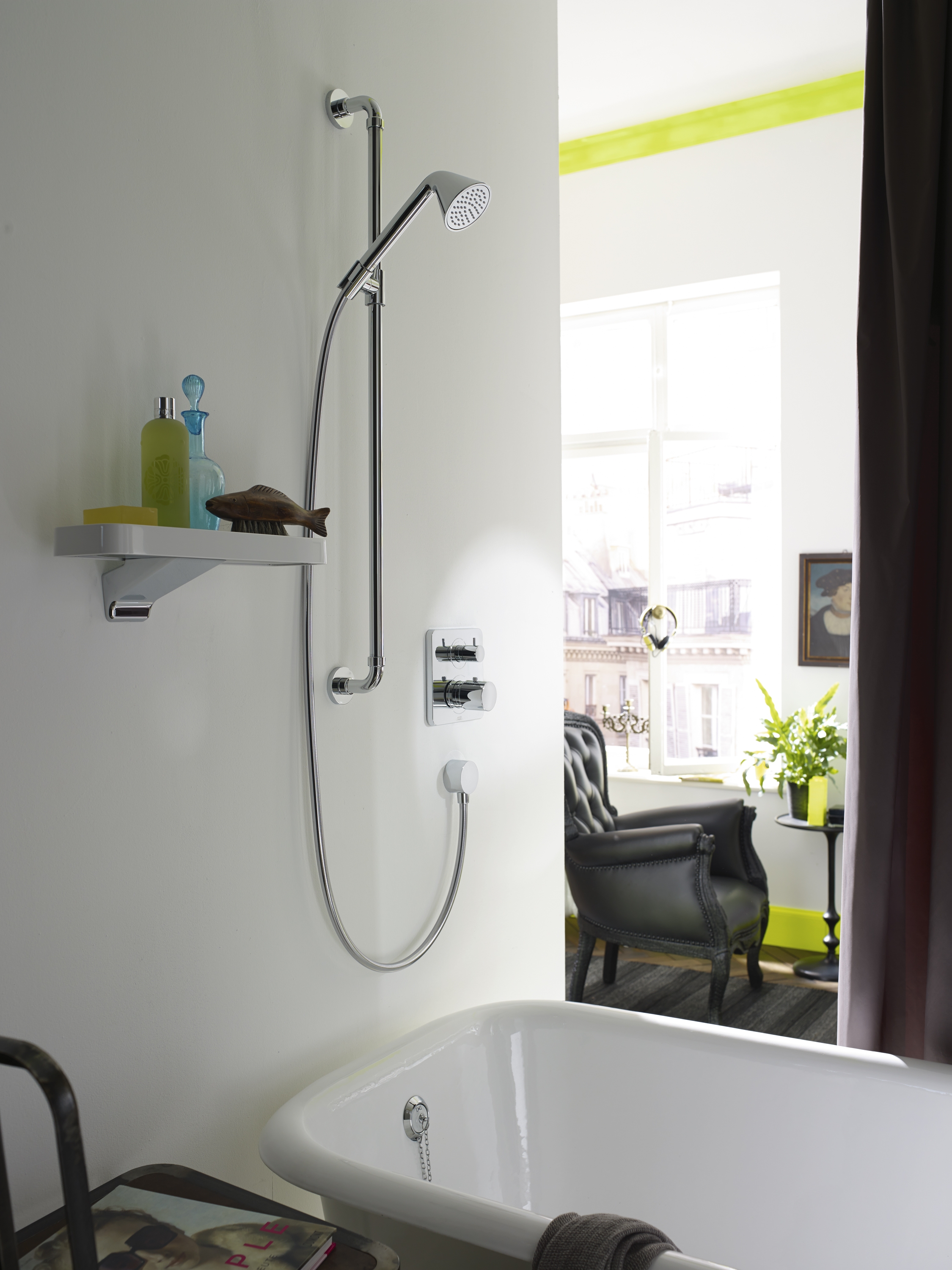 AXOR SHOWERPIPE WITH THERMOSTATIC MIXER AND 2JET OVERHEAD SHOWER ...