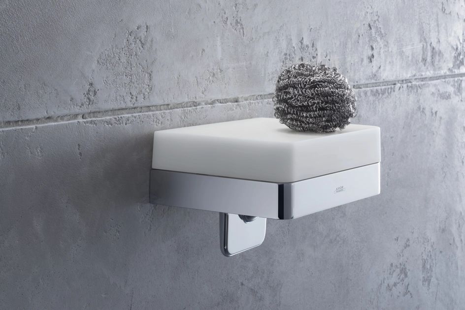 AXOR UNIVERSAL SOFTSQUARE ACCESSORIES LIQUID SOAP DISPENSER WITH SHELF - Bath shelves from AXOR ...