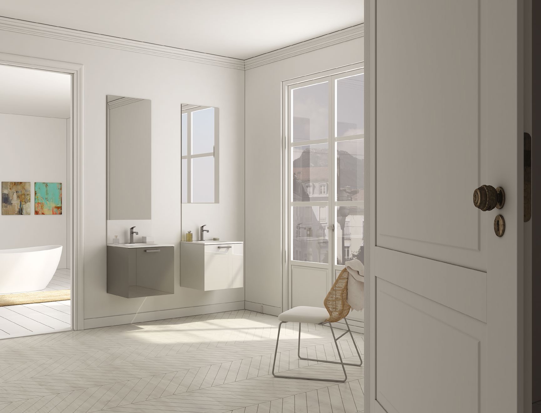 VANITY 700 DOUBLE DRAWER VANITY UNIT HANDLELESS ...