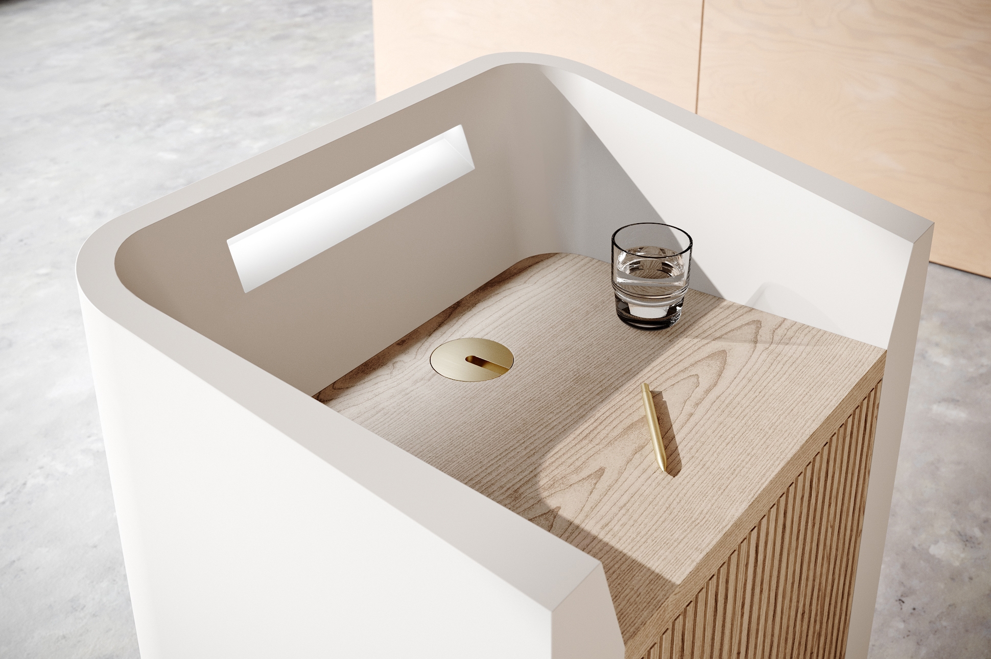 UMI GREETER IN SOLID SURFACE CONFIGURATION 3 - Stehpulte von Isomi ...