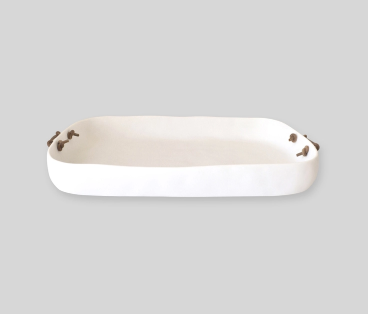 TRAY | EXTRA LARGE WITH LEATHER HANDLES - Trays from Tina Frey Designs ...