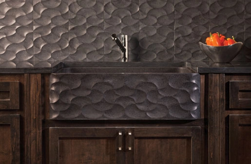 WAVE FRONT FARMHOUSE SINK, HONED BASALT - Kitchen sinks from Stone ...