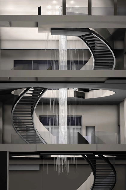 BESPOKE CHANDELIER STAIRCASE "CRYSTAL RAIN" - Suspended lights from ...