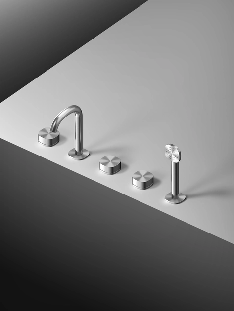 SUPER | THREE HOLE EDGE BATH TAP WITH SPOUT AND PROGRESSIVE MIXER WITH ...