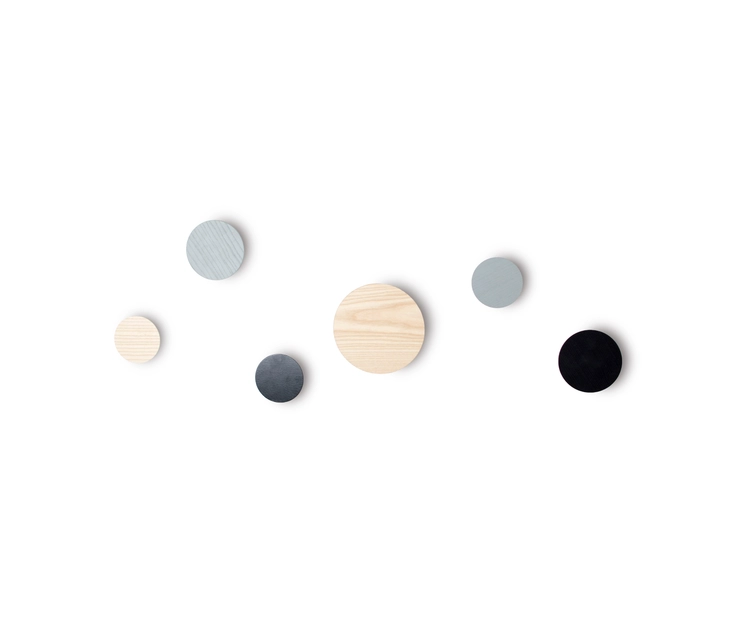SATELLITES ROUND WALL HOOKS IN ASH WOOD - Single hooks from bartmann ...