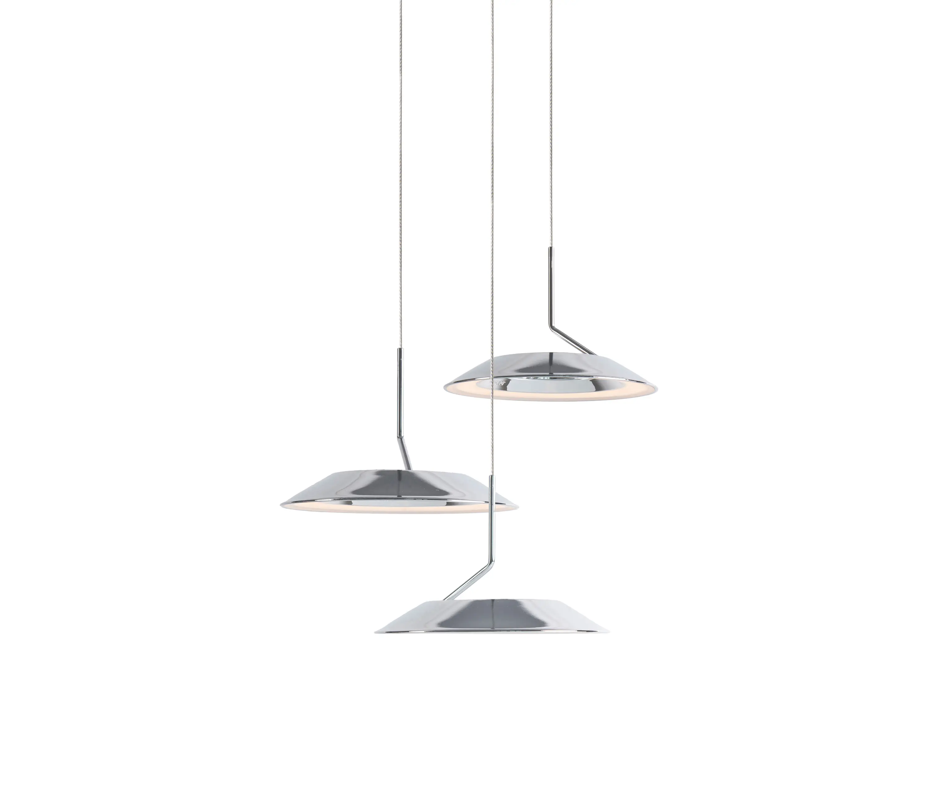 ROYYO PENDANT (CIRCULAR WITH 3 PENDANTS), CHROME, MATTE WHITE CANOPY ...