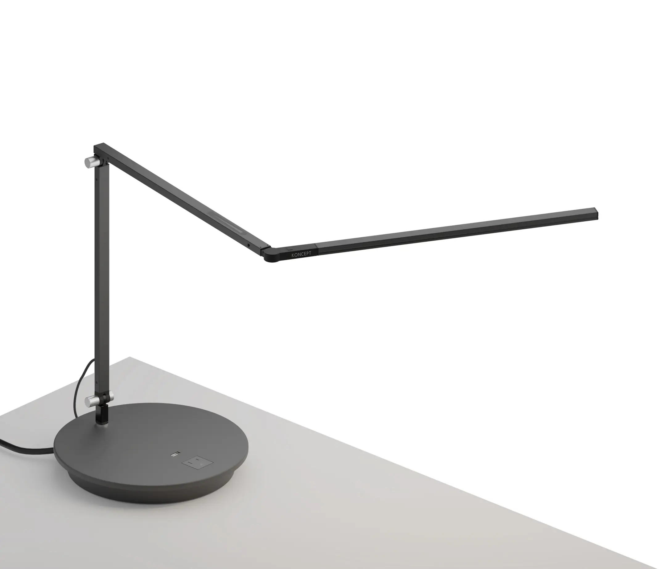 Z-BAR SLIM DESK LAMP WITH POWER BASE (USB AND AC OUTLETS), METALLIC ...