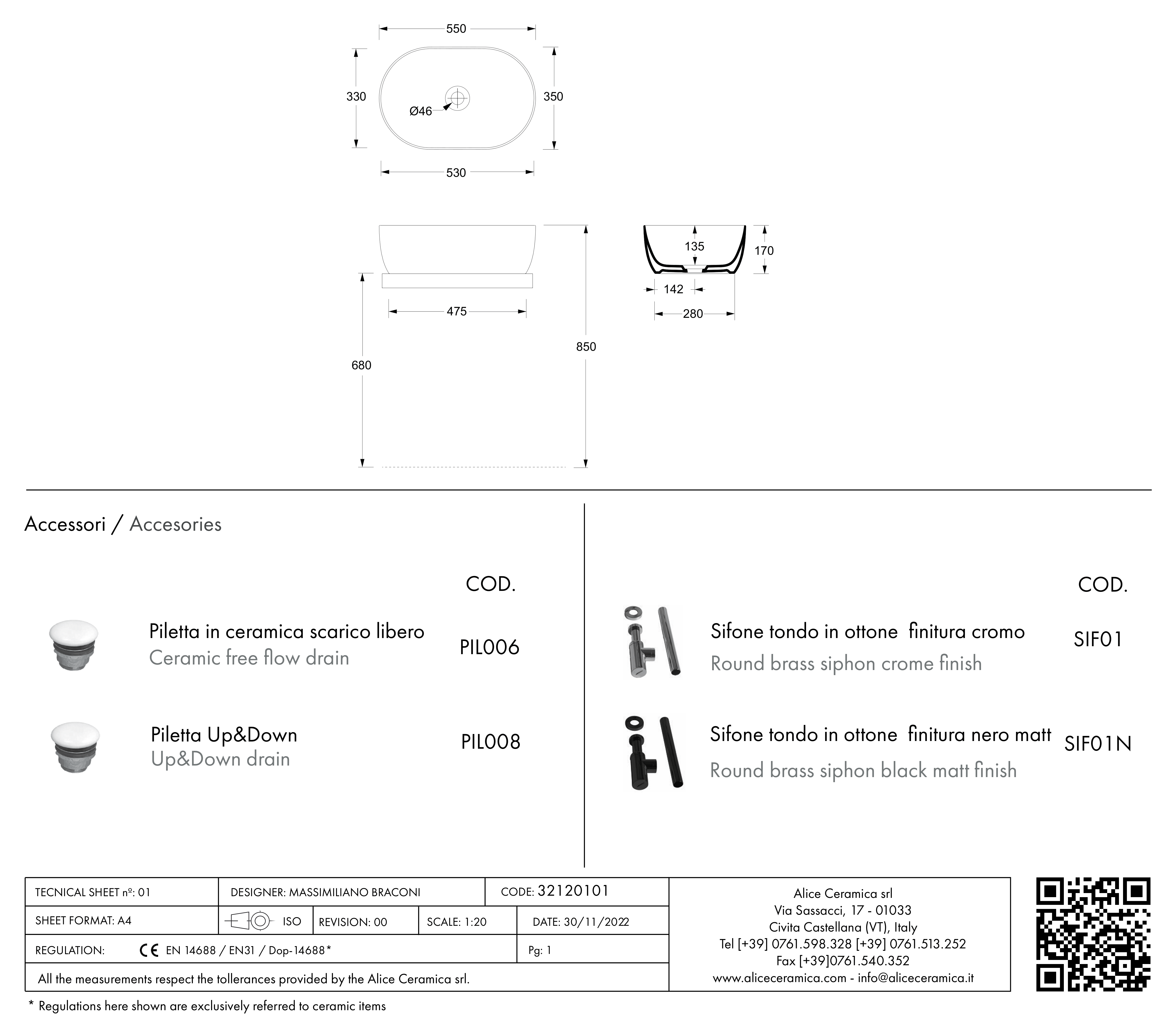 UNICA WASHBASIN 55X35 - Wash basins from Alice Ceramica | Architonic